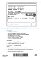 2024 Pearson Edexcel Level 1/Level 2 GCSE (9–1) History BOOKLET P1 ...