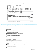 2024 Pearson Edexcel Level 1/Level 2 GCSE (9–1) Japanese PAPER 3 ...
