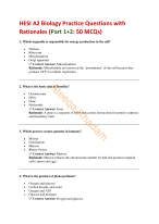 HESI A2 Biology Practice Questions with Rationales (Part 1+2: 50 MCQs ...