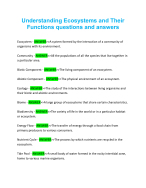 Understanding Ecosystems and Their Functions questions and answers ...