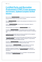 Certified Parks and Recreation Professional (CPRP) Exam Questions And Answers. Updated Complete ...