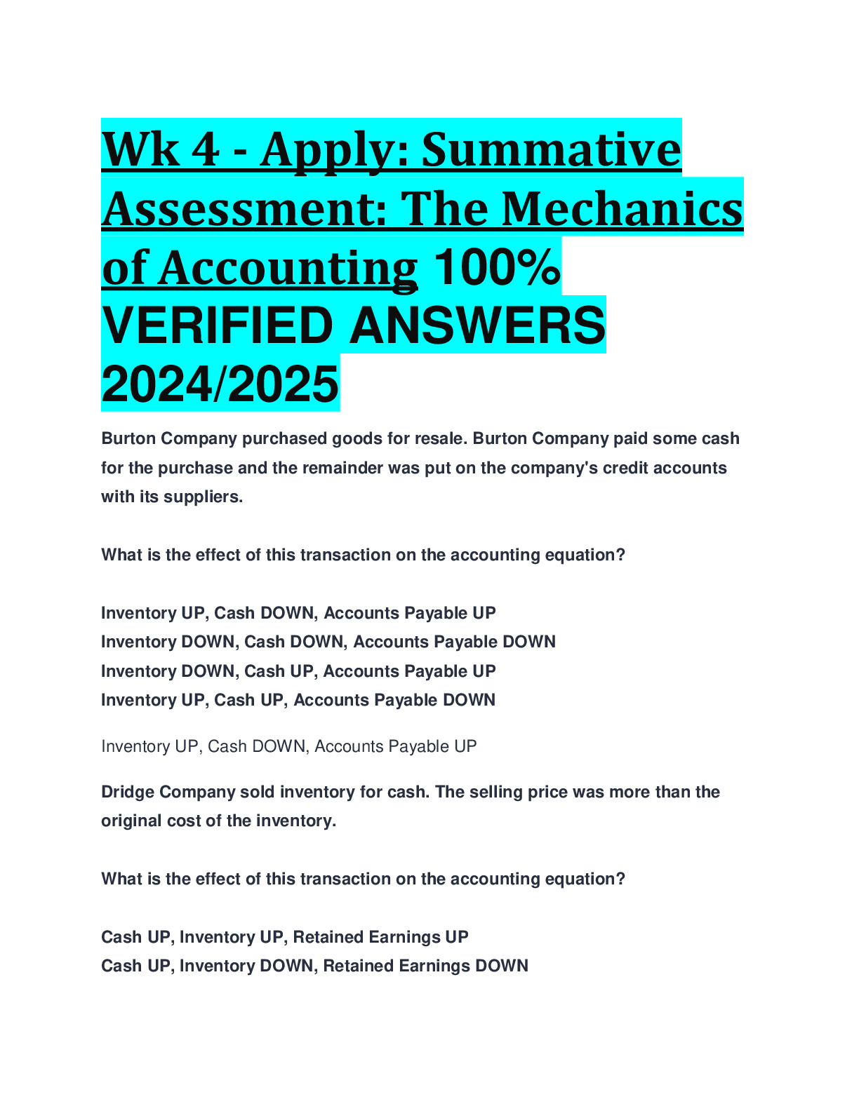 Wk 4 - Apply: Summative Assessment: The Mechanics of Accounting 100% ... Wk 4 - Apply: Summative Assessment: The Mechanics of Accounting 100% ...