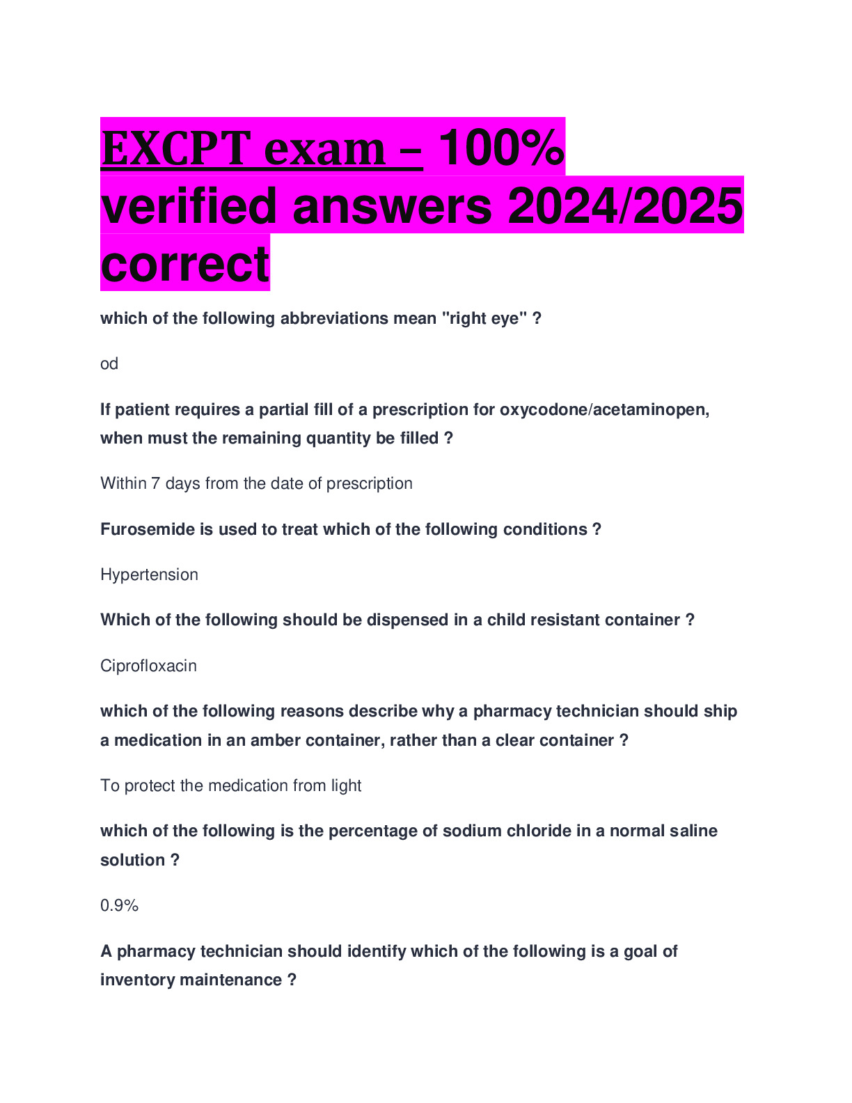 ExCPT Exam (2024) Questions with Complete Solutions - DocMerit