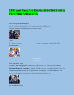 CPR and First Aid EXAM 2024/2025 100% VERIFIED ANSWERS - DocMerit