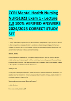 CCRI Mental Health Nursing NURS1023 Exam 1 - Lecture 2,3 100% VERIFIED ...