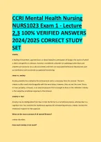 CCRI Mental Health Nursing NURS1023 Exam 1 - Lecture 2,3 100% VERIFIED ...