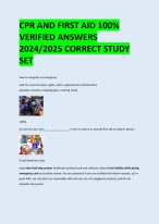 CPR AND FIRST AID 100% VERIFIED ANSWERS 2024/2025 CORRECT STUDY SET ...