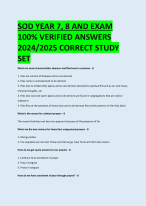 SOD YEAR 7, 8 AND EXAM 100% VERIFIED ANSWERS 2024/2025 CORRECT STUDY ...