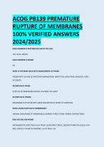 ACOG PB139 PREMATURE RUPTURE OF MEMBRANES 100% VERIFIED ANSWERS 2024/ ...