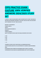 CPPS PRACTICE EXAM - CULTURE 100% VERIFIED ANSWERS 2024/2025 STUDY SET - DocMerit