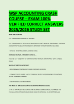 WSP ACCOUNTING CRASH COURSE – EXAM 100% VERIFIED CORRECT ANSWERS 2025/ ...