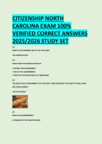 CITIZENSHIP NORTH CAROLINA EXAM 100% VERIFIED CORRECT ANSWERS 2025/2026 ...