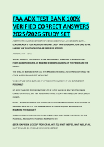 FAA ADX TEST BANK 100% VERIFIED CORRECT ANSWERS 2025/2026 STUDY SET ...