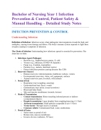 Bachelor of Nursing Year 1 Infection Prevention & Control, Patient ...