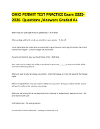 OHIO PERMIT TEST PRACTICE Exam 2025-2026 Questions /Answers Graded A+ ...