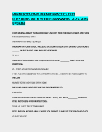 MINNESOTA DMV PERMIT PRACTICE TEST QUESTIONS WITH VERIFIED ANSWERS ...