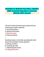 Quantitative Methods Final Quiz ( Updated 2025) Complete Questions ...