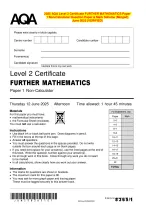 2025 AQA Level 2 Certificate FURTHER MATHEMATICS Paper 1 Non-Calculator ...