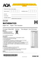 2025 AQA GCSE MATHEMATICS Higher Tier Paper 1 Non Calculator Question ...