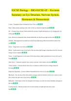 IGCSE Biology – BIO-IGCSE-05 – Revision Summary on Eye Structure ...
