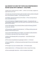 AAA DRIVER'S ED CORE TEST PAPER 2026 COMPREHENSIVE REVIEW GUIDE WITH ...