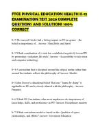 FTCE PHYSICAL EDUCATION HEALTH K-12 EXAMINATION TEST 2026 COMPLETE ...