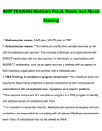 AHIP TRAINING Medicare Fraud, Waste, and Abuse Training (FWA) Exam 2025 ...