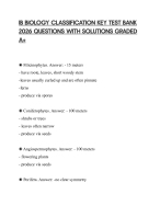 IB BIOLOGY CLASSIFICATION KEY TEST BANK 2026 QUESTIONS WITH SOLUTIONS ...