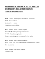 IMMUNOLOGY AND SEROLOGICAL ANALYSIS EXAM SCRIPT 2026 QUESTIONS WITH ...