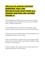 WGU D373 PA APPLIES STRATEGIC MARKETING TOOLS AND METHODOLOGIES EXAM ...