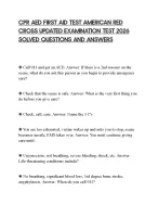 CPR AED FIRST AID TEST AMERICAN RED CROSS UPDATED EXAMINATION TEST 2026 ...