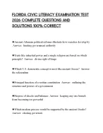FLORIDA CIVIC LITERACY EXAMINATION TEST 2026 COMPLETE QUESTIONS AND ...