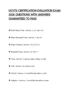UCVTS CERTIFICATION EVALUATION EXAM 2026 QUESTIONS WITH ANSWERS ...