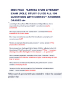 2025 FCLE FLORIDA CIVIC LITERACY EXAM (FCLE) STUDY GUIDE ALL 100 ...