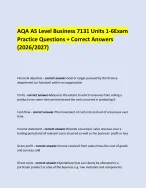 AQA AS Level Business 7131 Units 1-6Exam Practice Questions + Correct ...