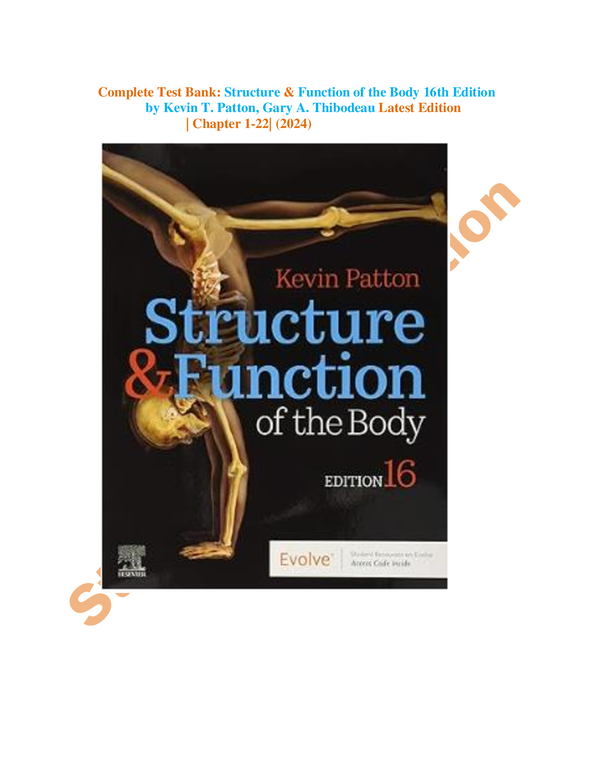 Complete Test Bank: Structure & Function of the Body 16th Edition ...