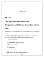 ME.130 (Functional Anatomy & Evolution) Midterms Exam Review (Qns & Ans) 2025 - DocMerit
