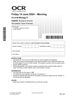 OCR 2024 A Level Biology A H420/02 Biological diversity Question Paper ...