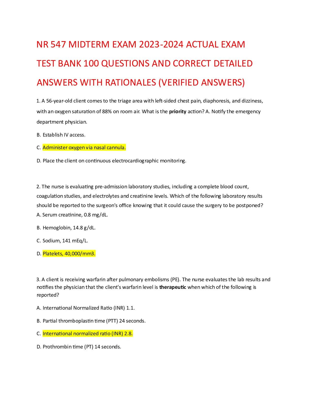 NR 547 MIDTERM EXAM 2023-2024 ACTUAL EXAM TEST BANK 100 QUESTIONS AND ...