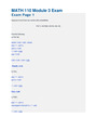 MATH 110 Module 1, 2, 3, 4, 5, 6, 7, 8, 9, 10 Exam (Latest updated ...