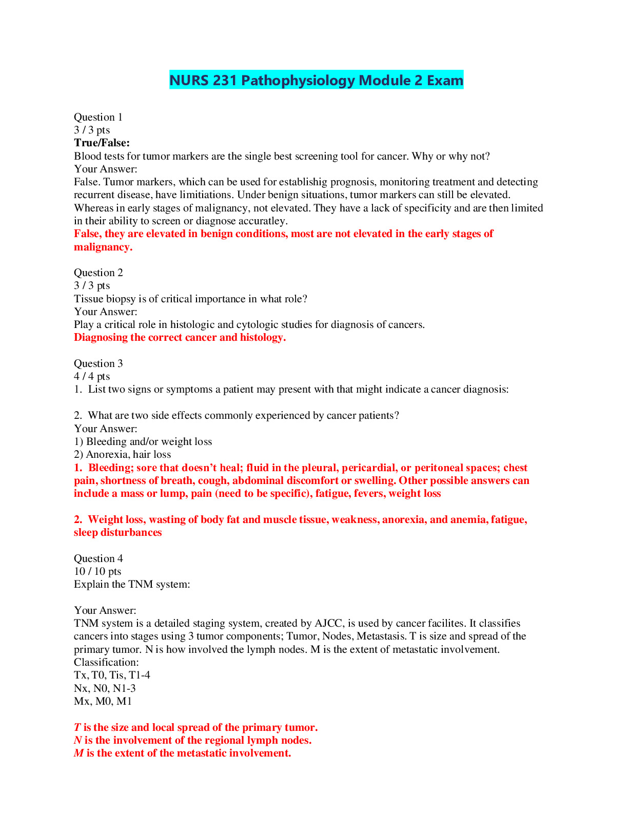 NURS 231 Final Exam (2 versions) & NURS 231 Module 1, 2, 3, 4, 5, 6, 7 ...