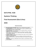 WGU D372) PHIL 1030 Systems Thinking Final Assessment ( Qns & Ans) 2025 ...
