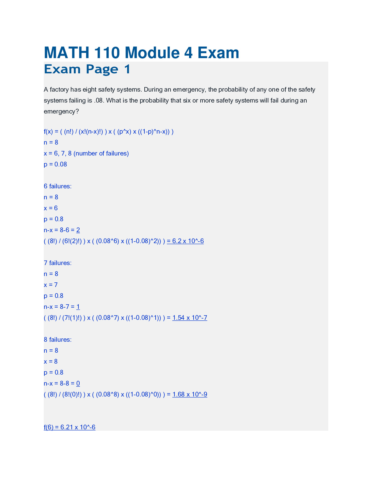 MATH 110 Module 1, 2, 3, 4, 5, 6, 7, 8, 9, 10 Exam (New)(2024 ...