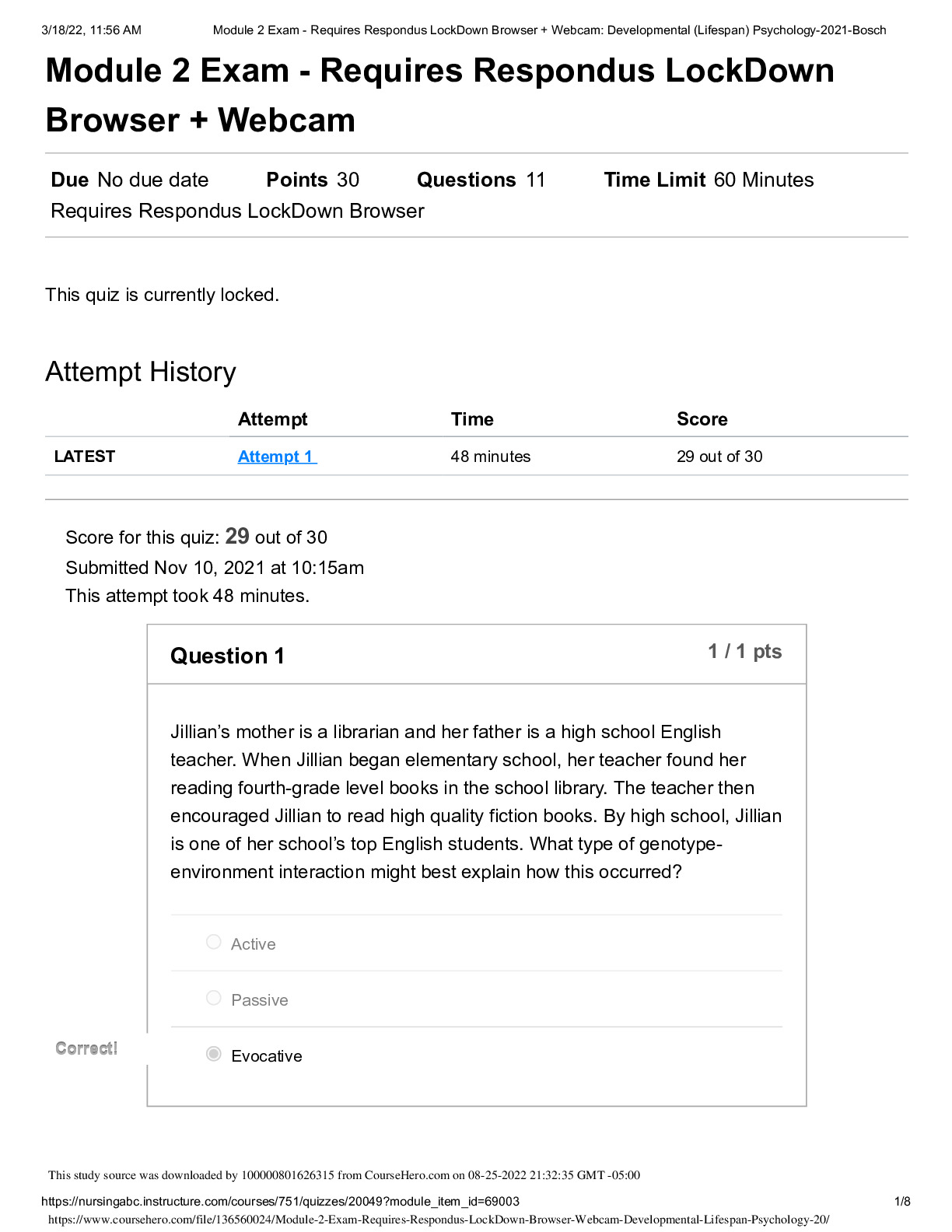 PSYC 140 Module 2 Exam (New)(2024): Portage Learning (QUESTIONS ...