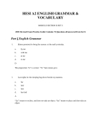 HESI A2 ENGLISH GRAMMAR & VOCABULARY(TEST BANK,Study Guide & Exam)(Q ...
