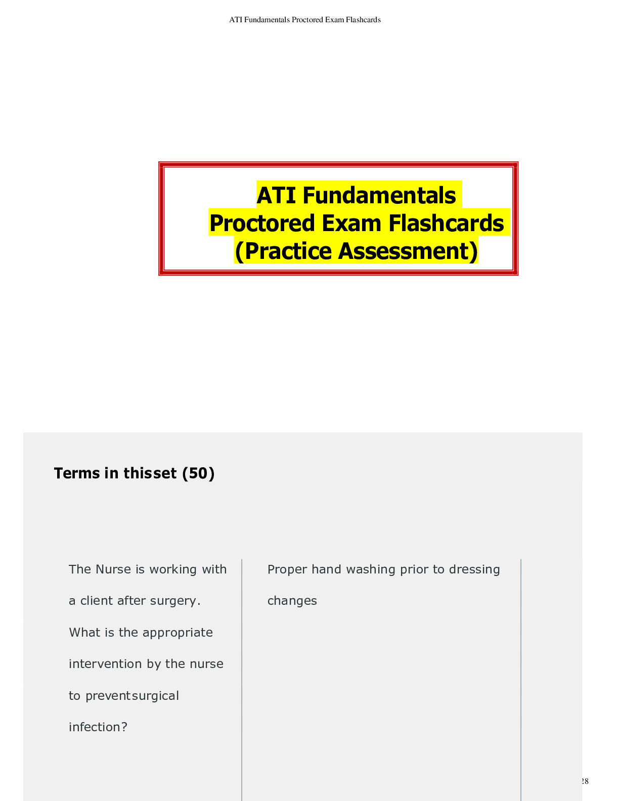 ATI RN Fundamentals Proctored Exam Flashcards (Practice Assessment)(Up-to-date, 2024) - DocMerit