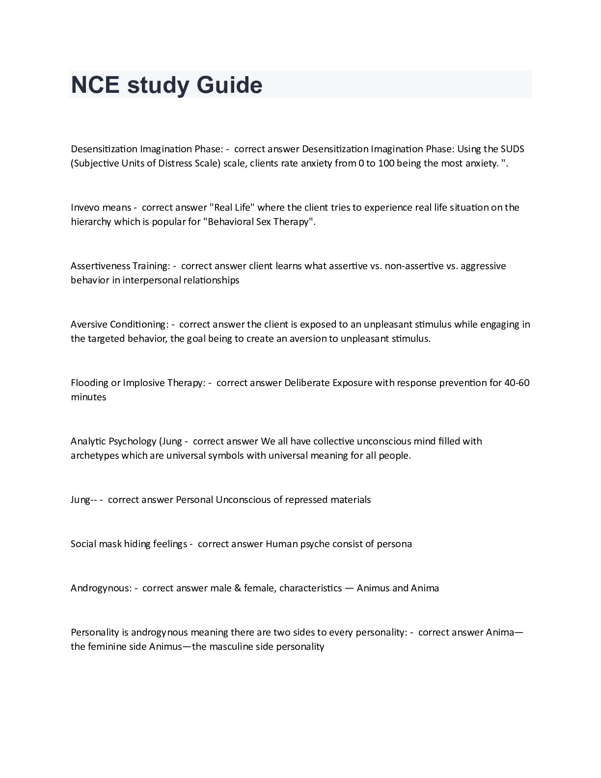 NCE: Theories & Theorists with 100% correct answers 2024/2025 - DocMerit