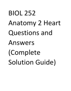 BIOL 252 Anatomy 2 Heart Questions and Answers (Complete Solution Guide) 2024 - DocMerit