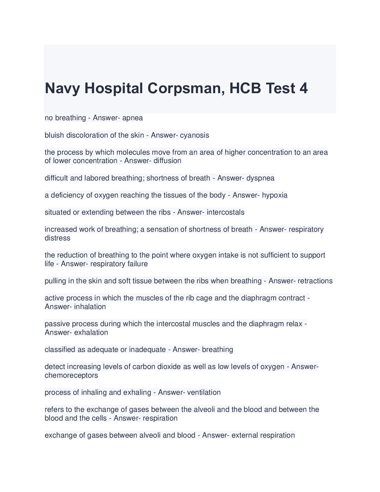NAVY HOSPITAL CORPSMAN Exam Bundle - DocMerit