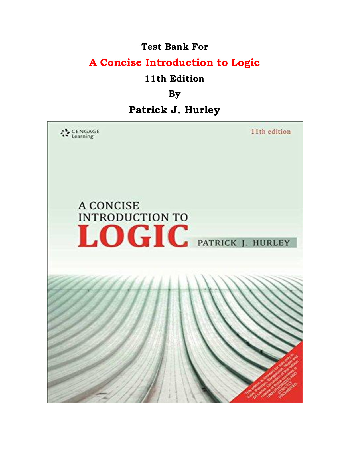 TEST BANK FOR A CONCISE INTRODUCTION TO LOGIC 14TH EDITION BY PATRICK J